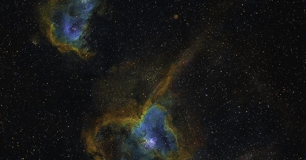NGC 1027 - Heart and Soul Nebula in SHO | Telescope Live