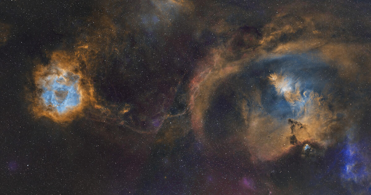 Mosaic of Rosette and Cone Nebula | Telescope Live