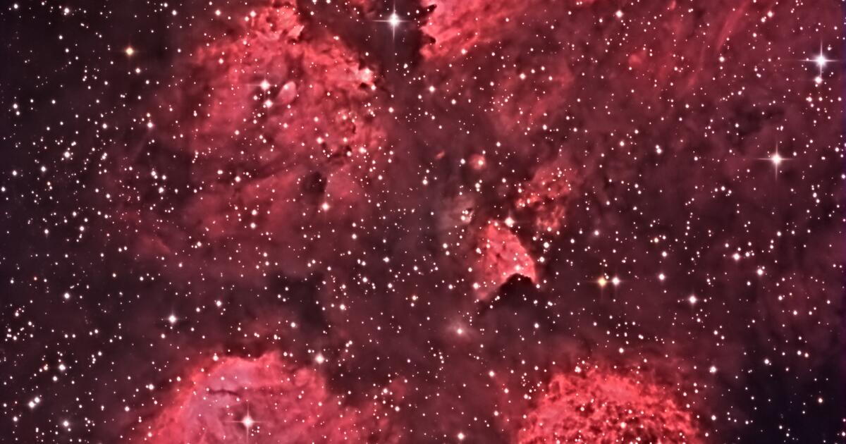 NGC 6334 a.ka Gum64, Cat's Paw Nebula or Bear Claw Nebula | Telescope Live