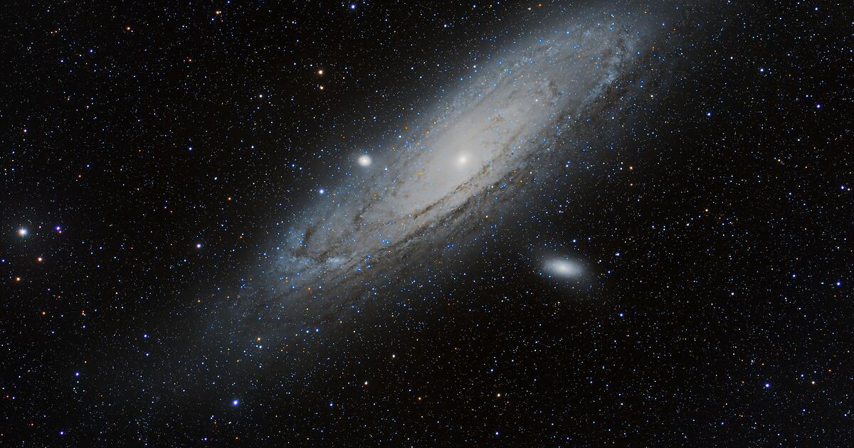 Andromeda in beautiful Milky Way background star field. (A slice of the ...