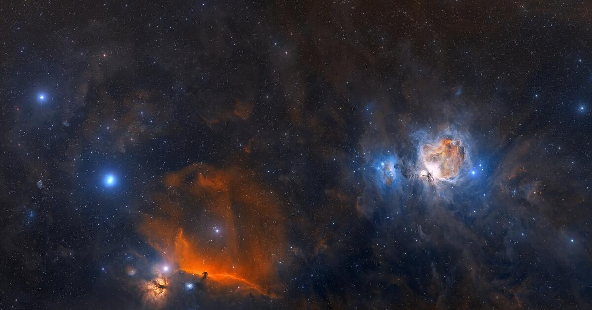 The Great Orion complex (RGB, HOO) | Telescope Live
