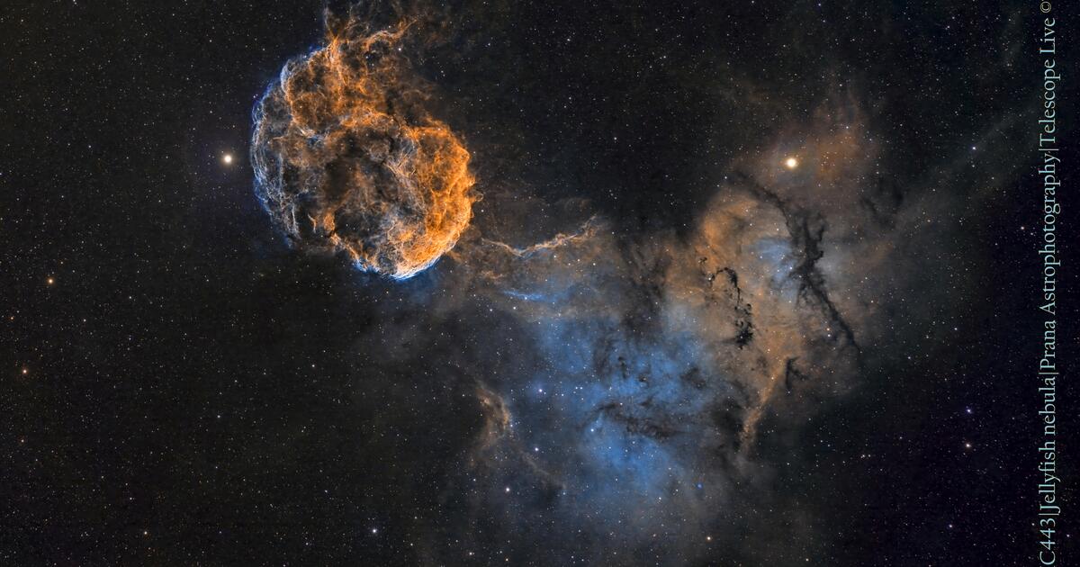 IC443, Jellyfish nebula (Custom SHO blend) | Telescope Live